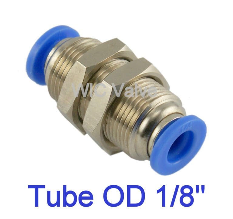 1/8" Bulkhead Union Quick Release Push In To Connect Fitting - WIC Valve